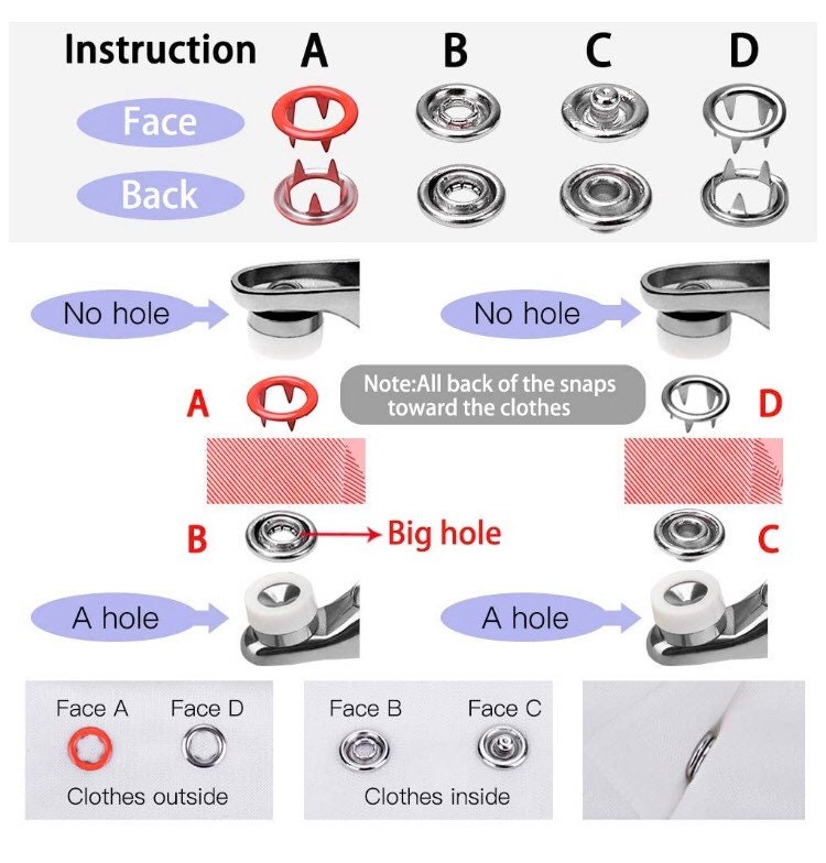 Colored Snap Kit With Pliers 200 Snaps With Tools and Carry - Etsy