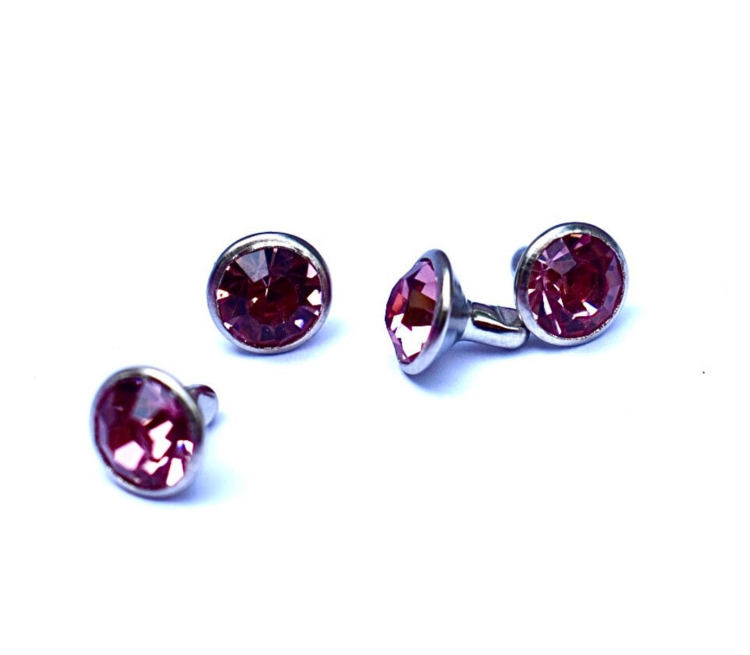 Light Rose Rhinestone Rivets - 4mm 6mm 8mm Pink Crystal Rivets - Gem ...