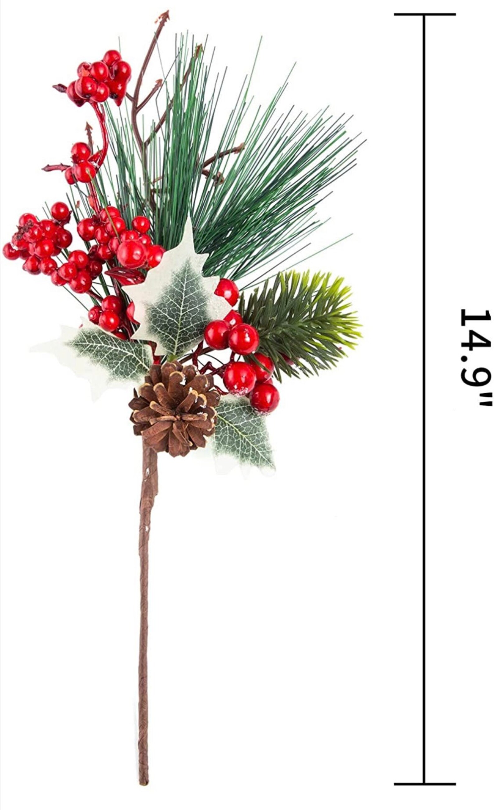 Holly and Pine Boughs With Red Berries - Christmas Decor - Large Pine ...
