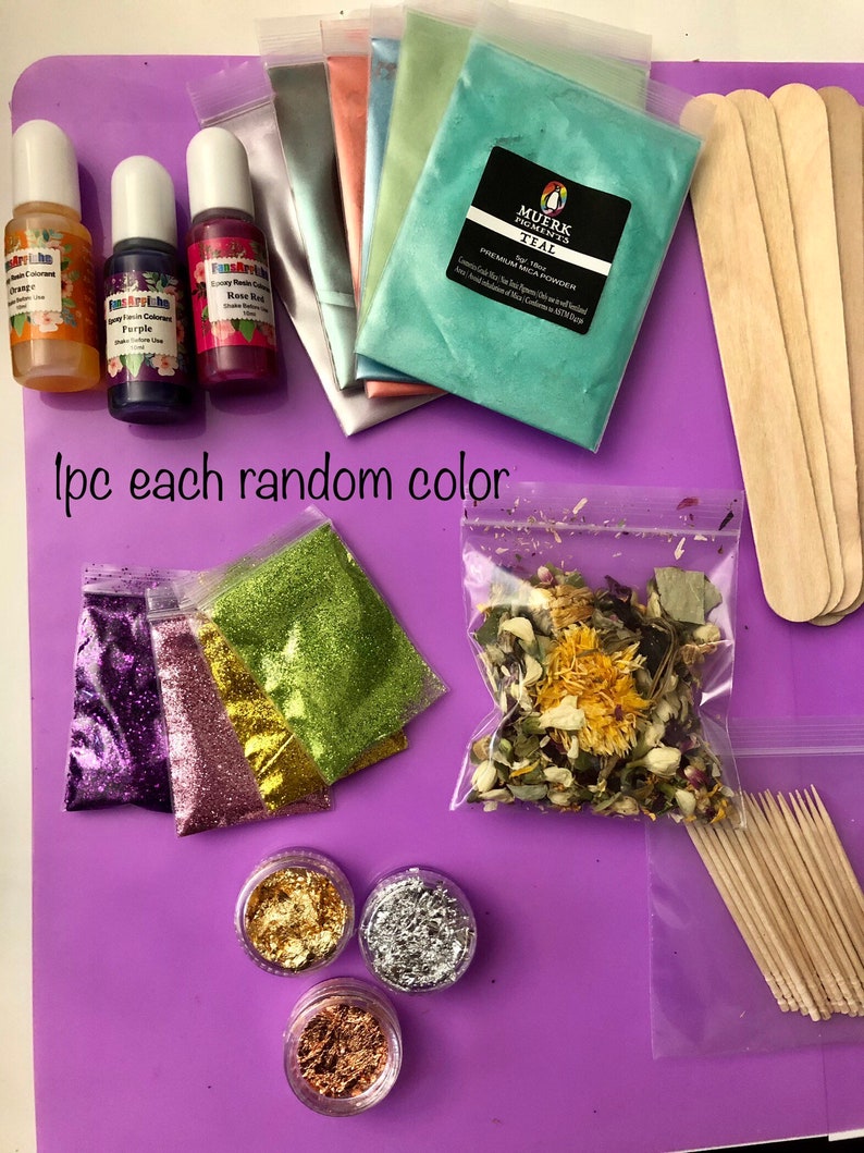 63pc Resin Prep Starter Kit With Glitter Flowers Mica and | Etsy