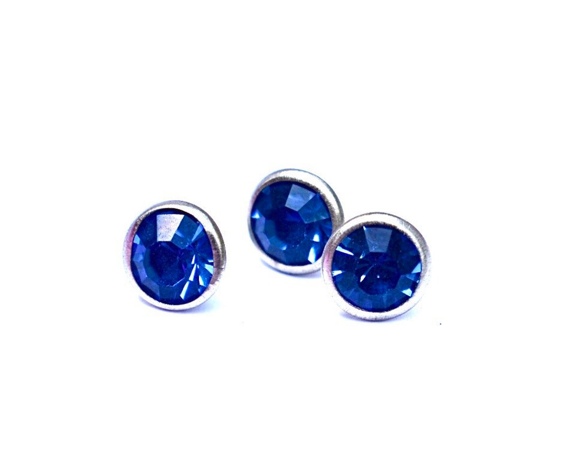 Blue Zircon Rhinestone Rivets - 4mm 6mm 8mm Blue Crystal Rivets - Gem ...