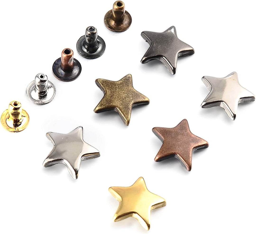 Star Rivets - 20ct Star Shaped Rivets for Leather, Clothes, Vinyl, and ...