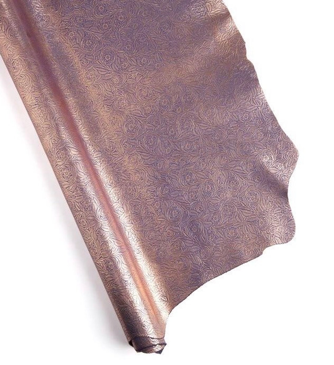 Metallic Rose Gold Embossed Designer Leather - Raw Leather - Wholesale ...
