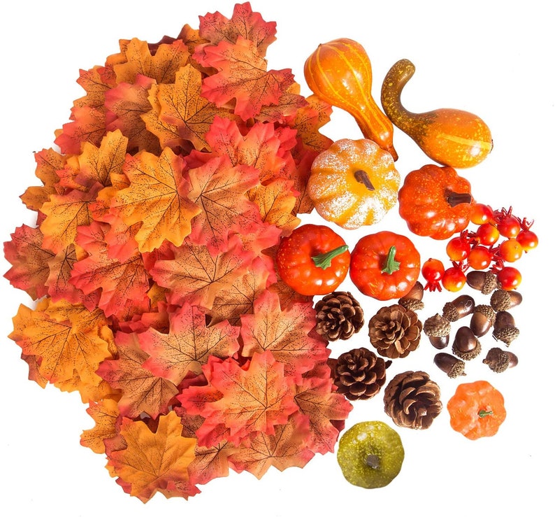 Fall Decor Kit Mini Pumpkins Acorns Pine Cones Leaves for - Etsy