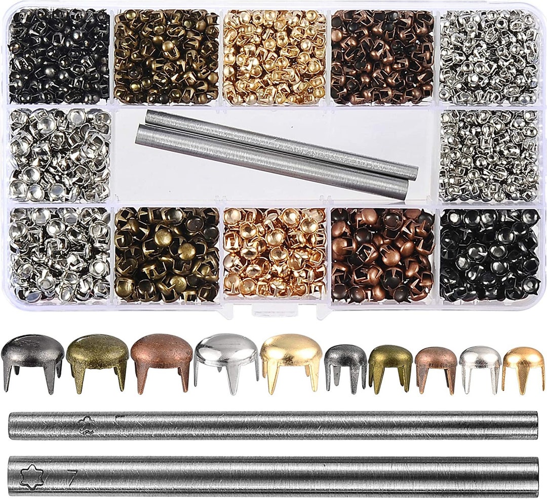 Nailhead Rivet Kit - Dome Stud Prong Rivet Kit - 2700 Pieces With Spot ...