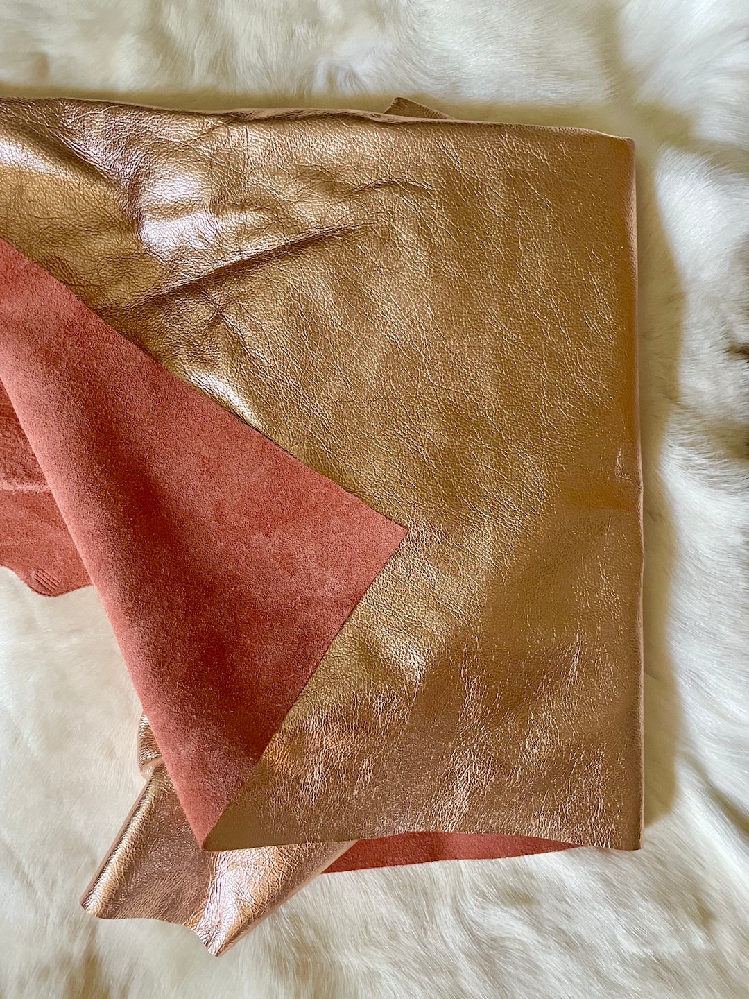 Metallic Rose Gold Designer Leather - Raw Leather - Wholesale Leather 2 ...