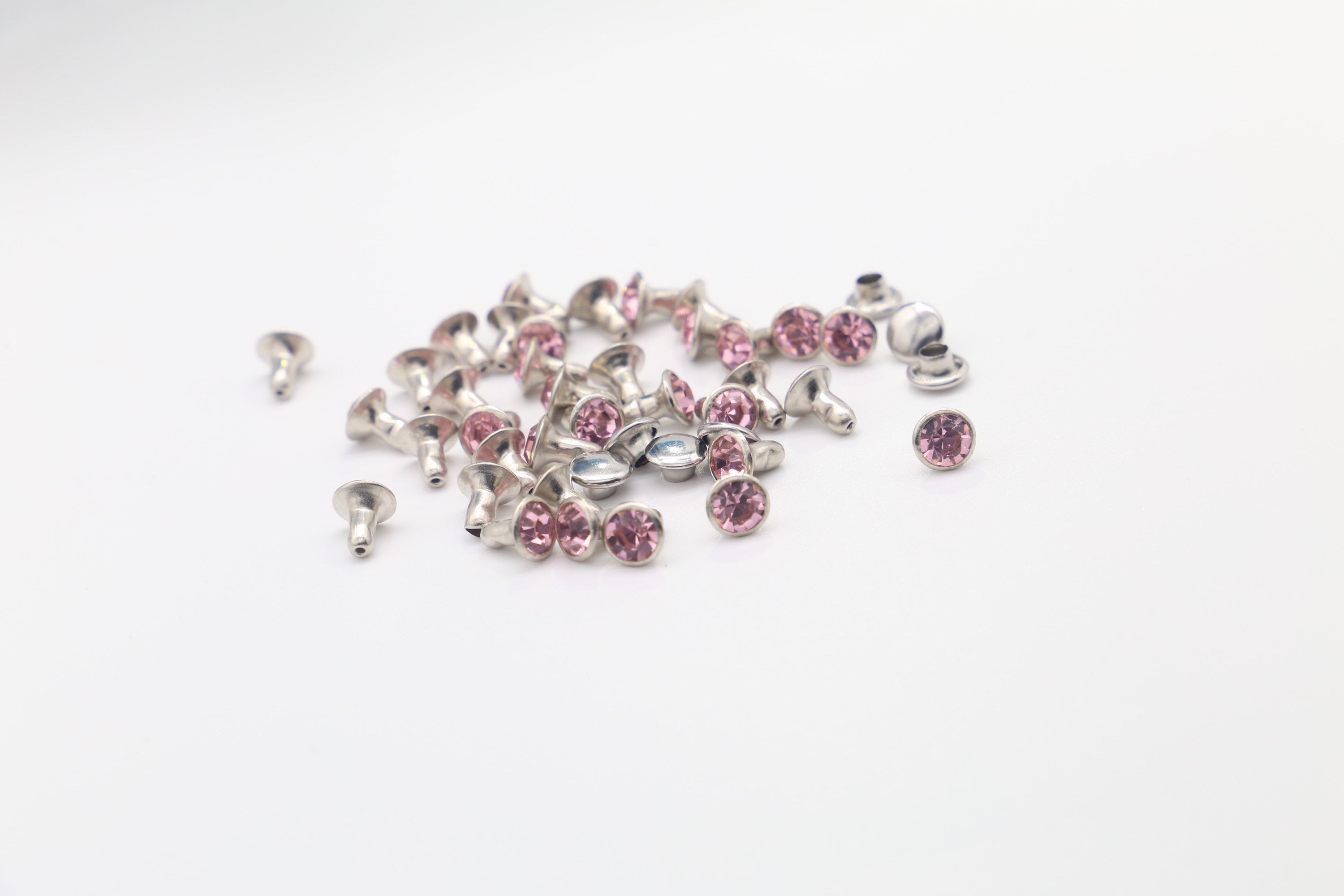 Light Rose Rhinestone Rivets 4mm 6mm 8mm Pink Crystal Rivets - Etsy