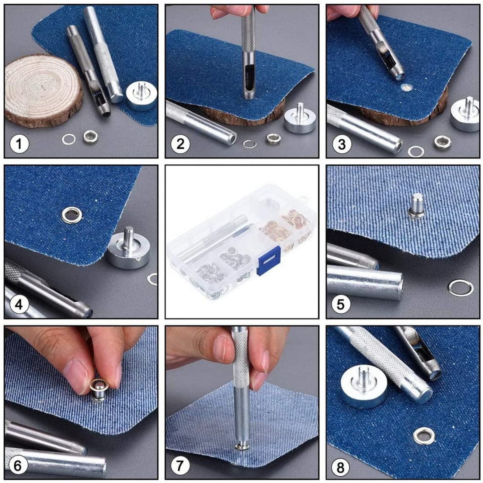 Metal Grommet Kit - 200 Set 5/16" 8mm Eyelets With Washers, Eyelet ...