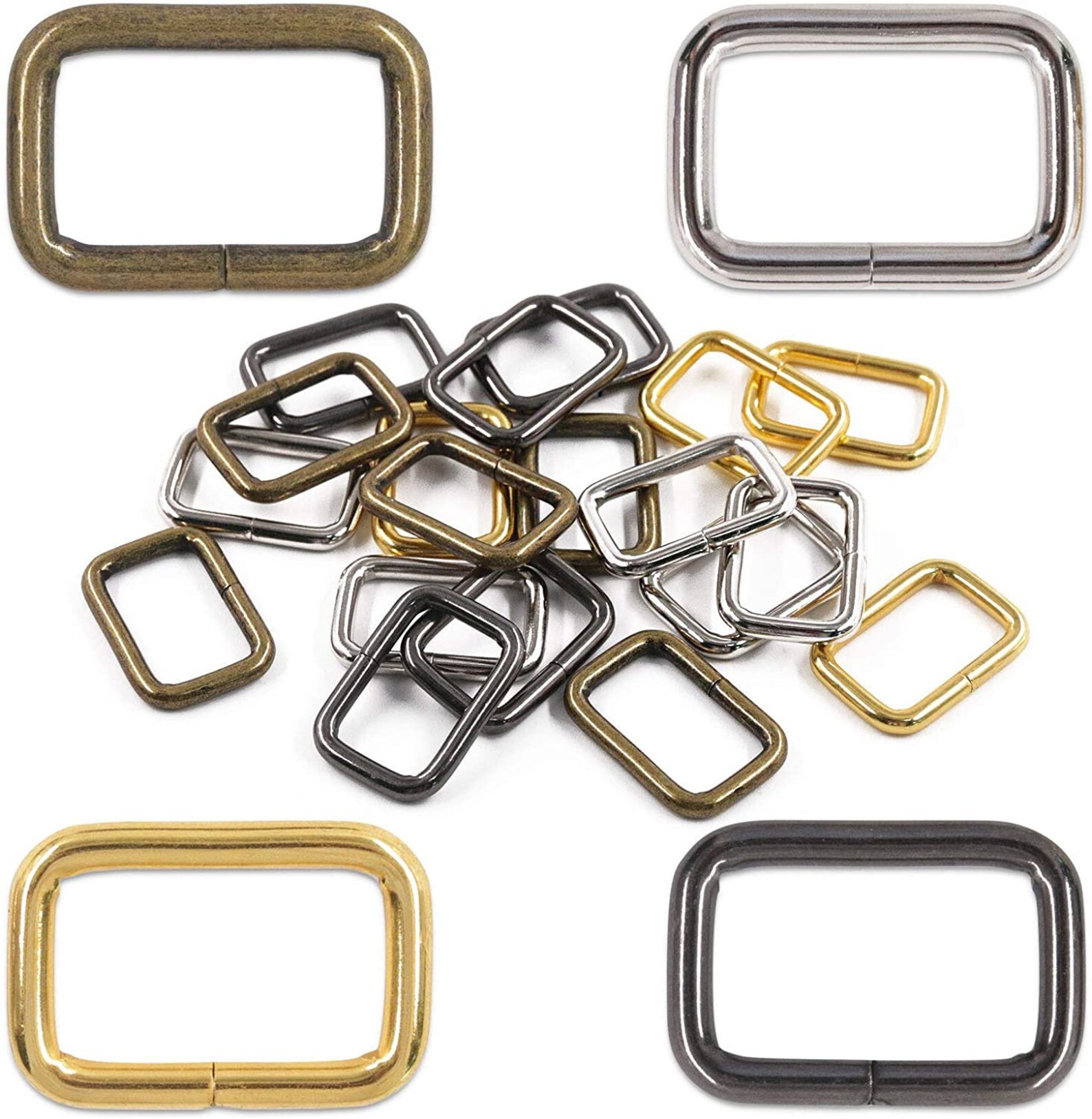 1" Square Metal Webbing - 1" Strap Keeper - Rectangle Loop Metal Buckle ...