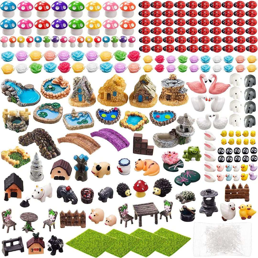 240pc Fairy Garden Set - Miniature Garden Furniture - Mini Fairy House ...