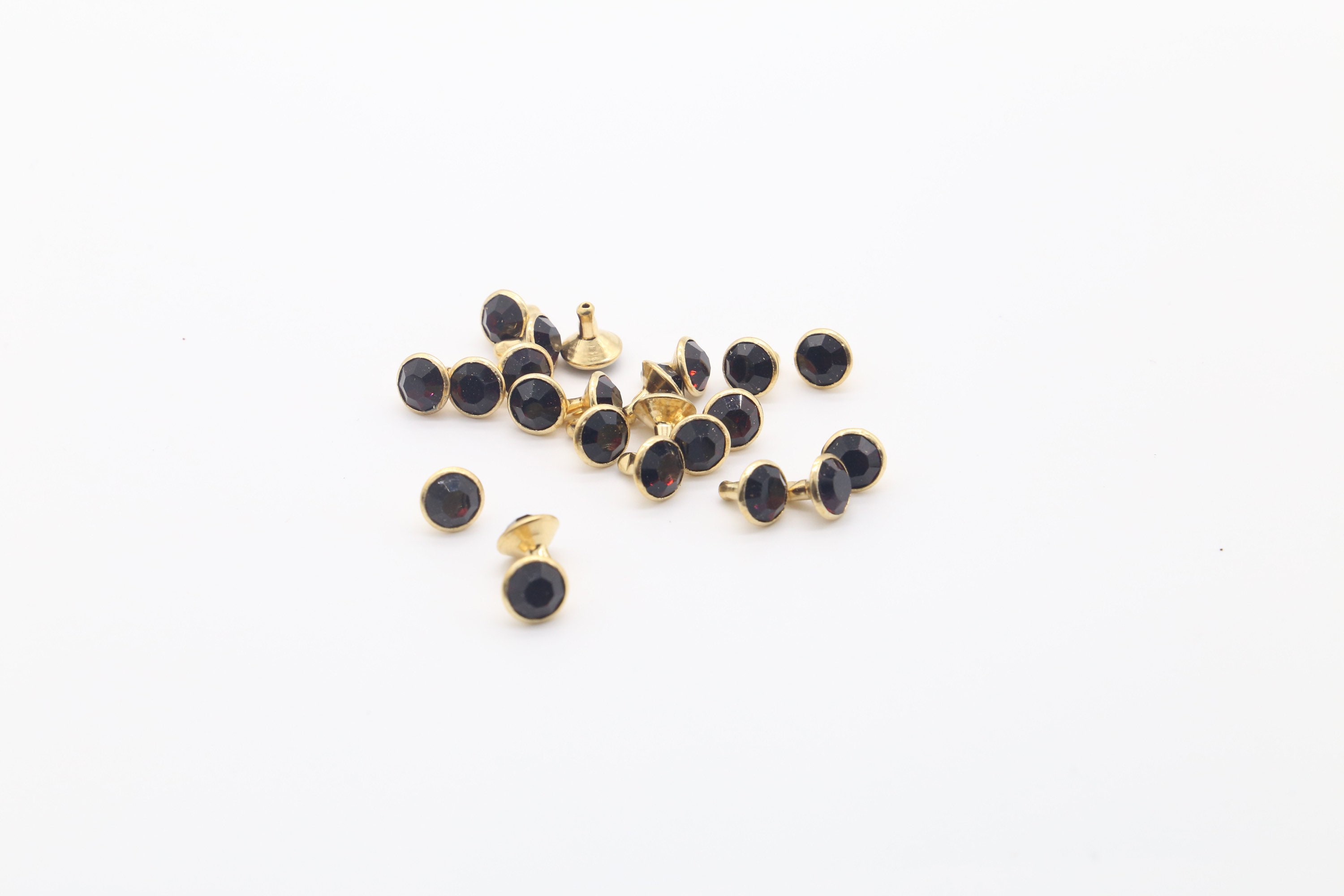 Black Rhinestone Rivets 4mm 6mm 8mm Jet Black Crystal Rivets | Etsy