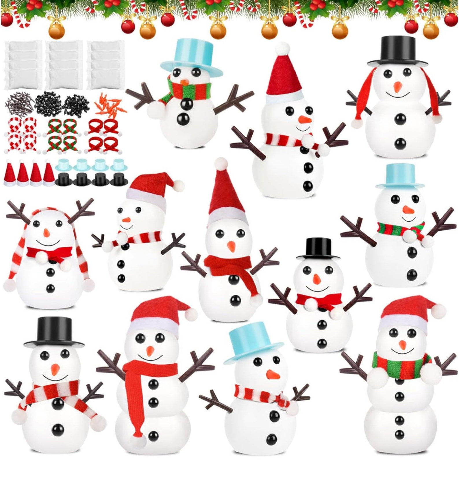 Snowman Kit - DIY Fun Build Your Own Snowman Ornament Christmas Decor ...