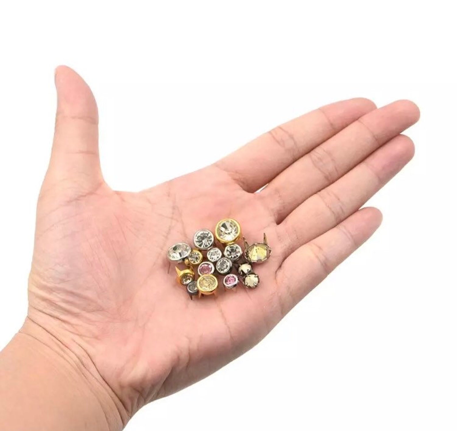 Rhinestone Claw Rivets - 6mm 7mm 10mm Crystal Spike Prong Rivets ...