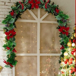 Christmas Garland- Holly Berry Garland- Poinsettia Garland - Etsy