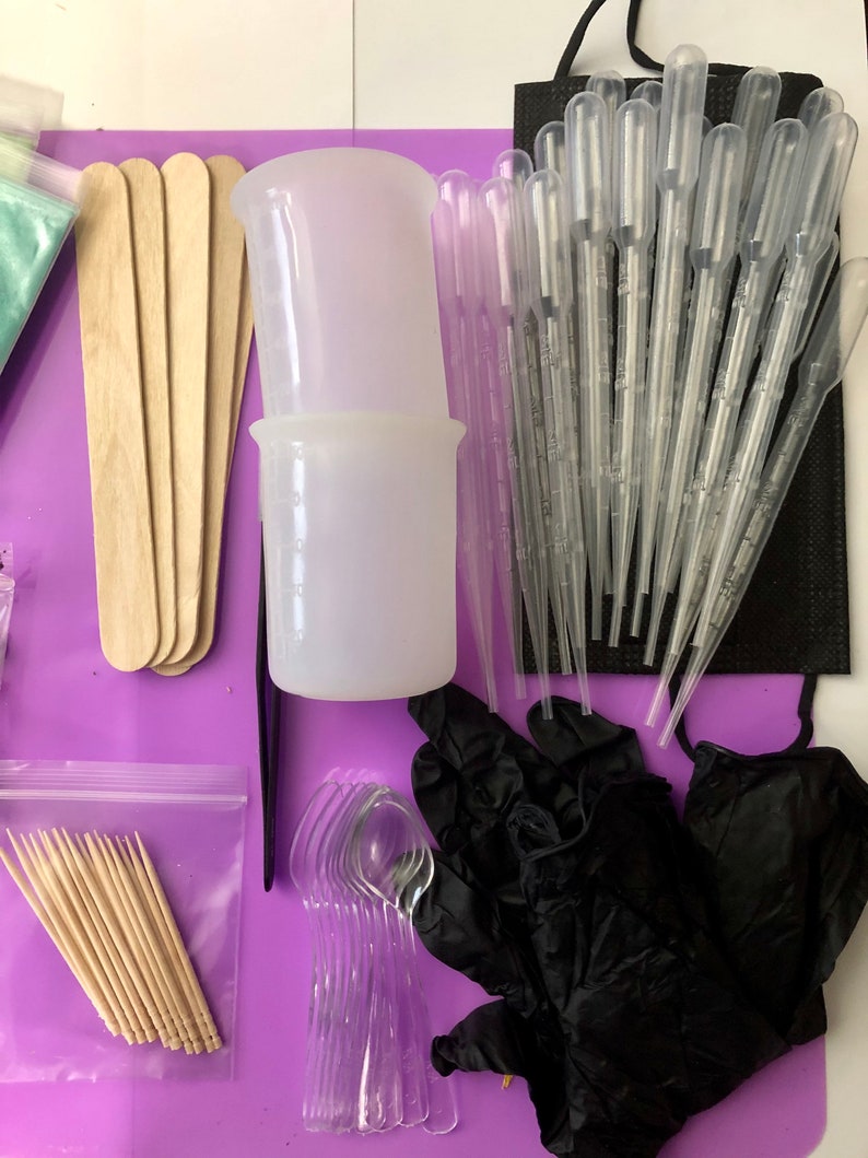 63pc Resin Prep Starter Kit With Glitter Flowers Mica and - Etsy