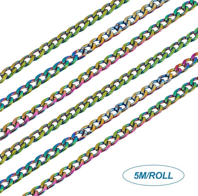 Rainbow Chain for Jewelry Are Crafts - 5 Yards - Etsy