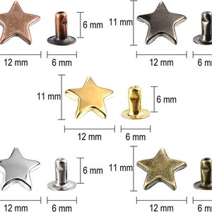 Star Rivets - 20ct Star Shaped Rivets for Leather, Clothes, Vinyl, and ...