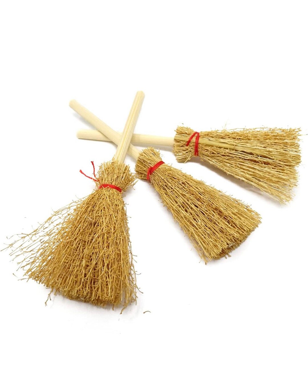 Mini Straw Witch Brooms 10ct - Halloween Decor, DIY Crafts - Miniature ...