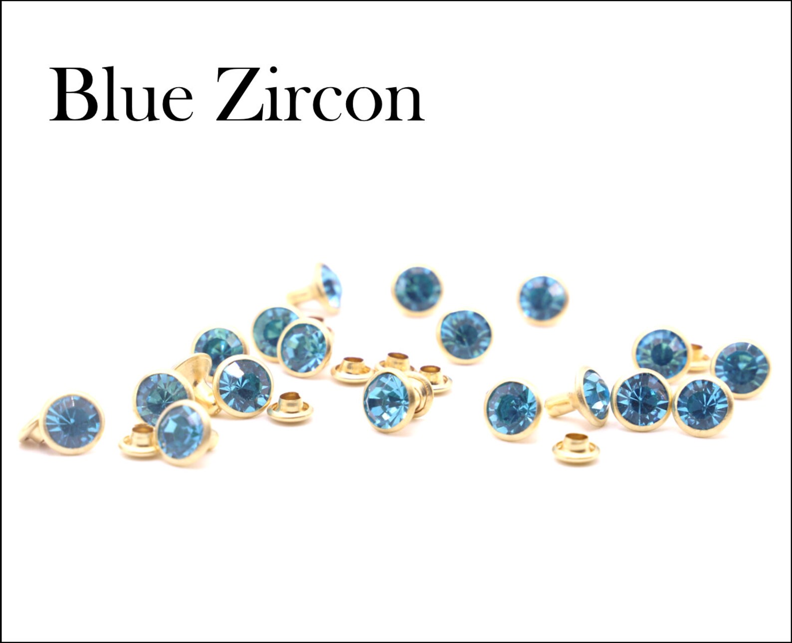 Blue Zircon Rhinestone Rivets 8mm Crystal Rivets Gem | Etsy