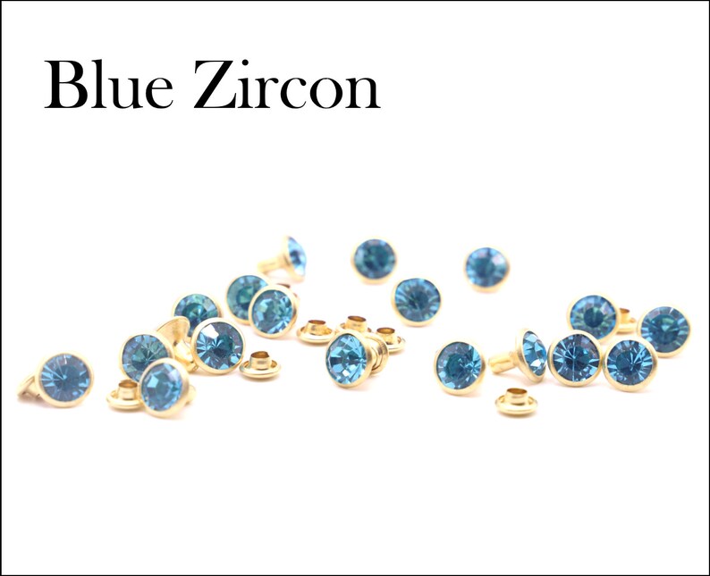 Blue Zircon Rhinestone Rivets - 8mm Crystal Rivets - Gem Rivets for ...