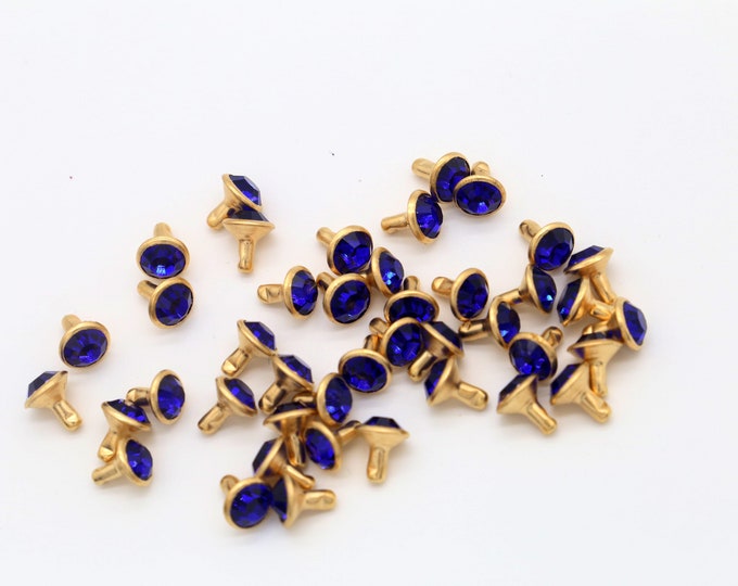 Black Rhinestone Rivets 4mm 6mm 8mm Jet Black Crystal Rivets - Etsy