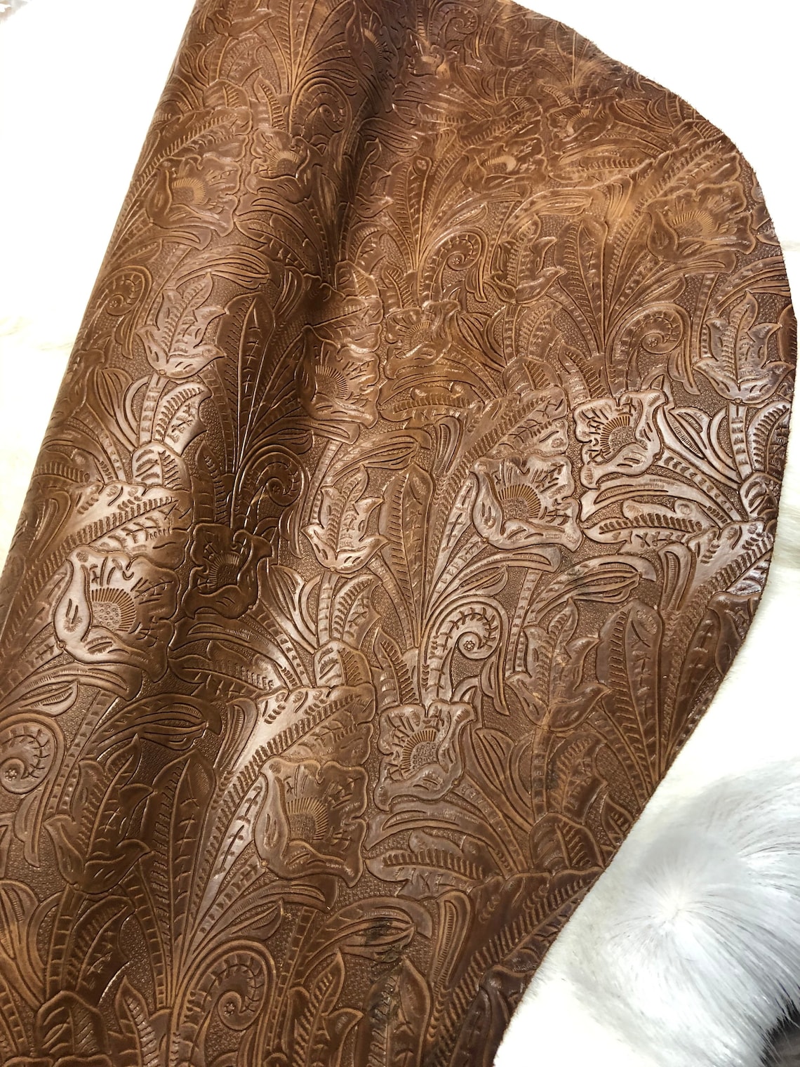 Embossed Brown Chrome Tanned Designer Leather Raw Leather - Etsy