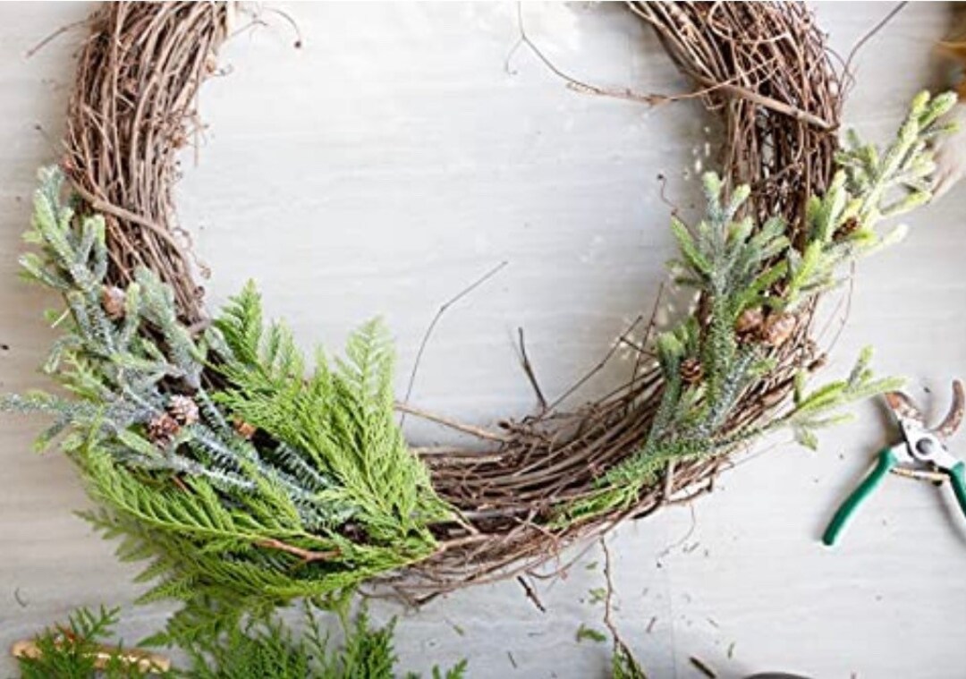 Grapevine Wreath - Christmas Wreath - Rustic Winter Wreath - Natural ...