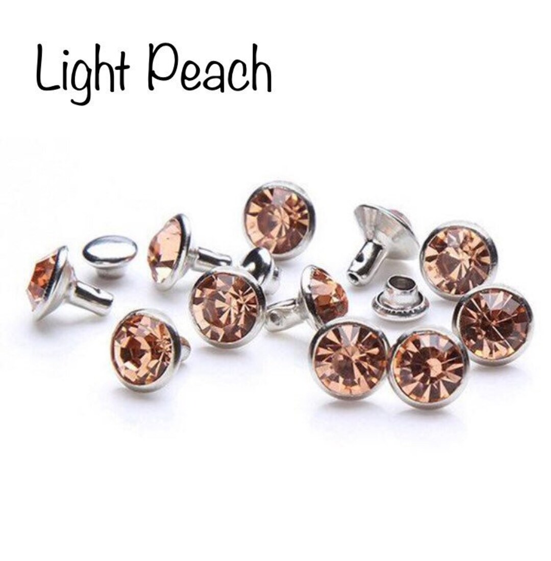 Light Peach Crystal Rivets 20ct - 8mm Crystal Rivets - Gem Rivets for ...