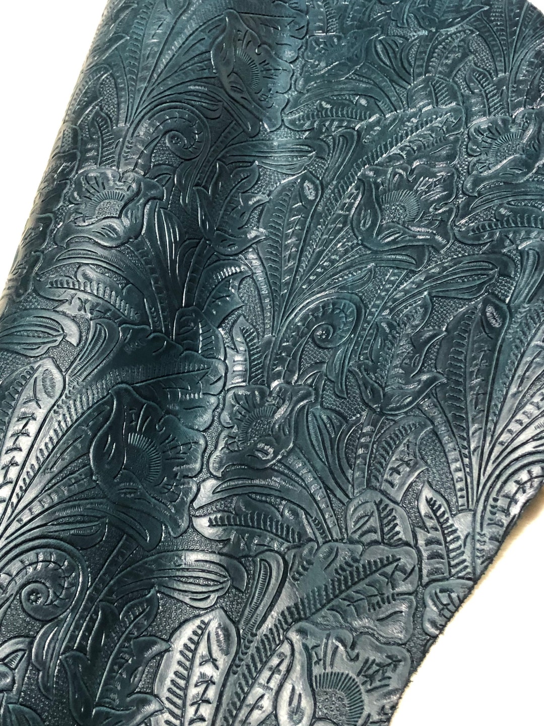 Embossed Slate Blue Chrome Tanned Designer Leather - Raw Leather ...