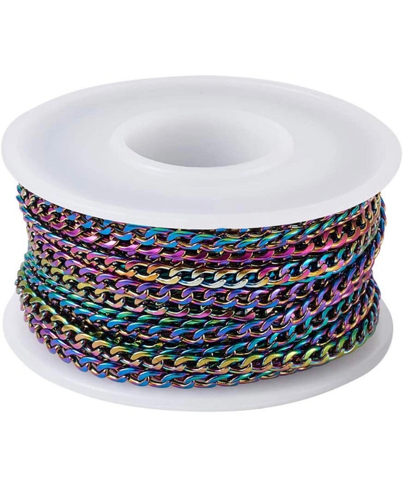 Rainbow Chain for Jewelry Are Crafts - 5 Yards - Etsy