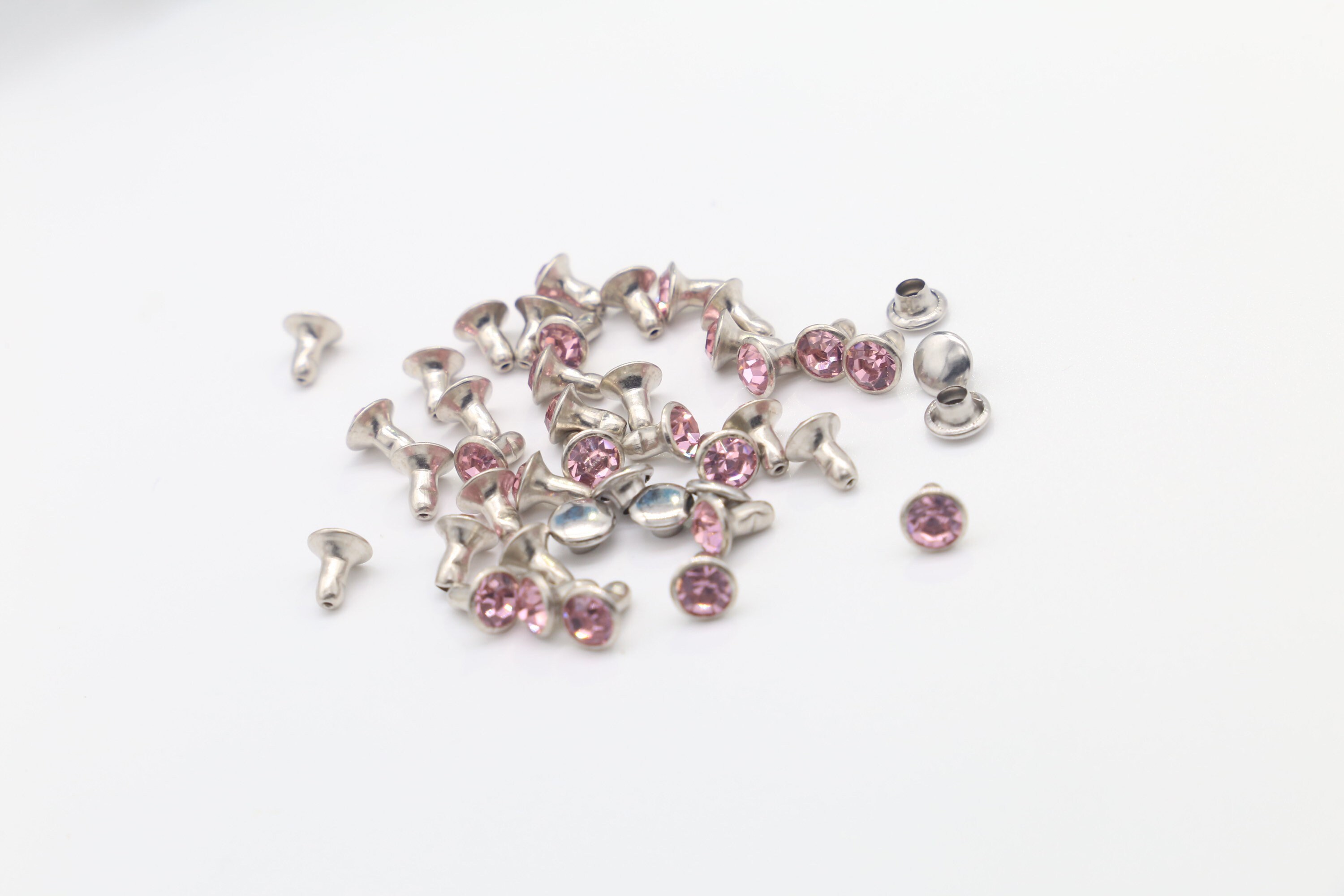 Light Rose Rhinestone Rivets 4mm 6mm 8mm Pink Crystal Rivets - Etsy