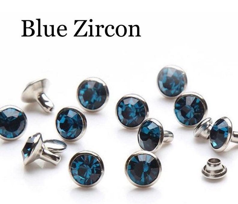 Blue Zircon Rhinestone Rivets 8mm Crystal Rivets Gem - Etsy
