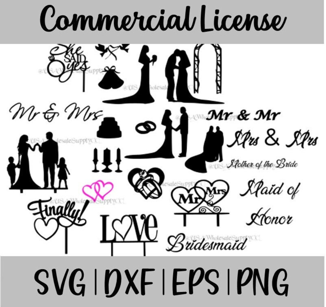 Wedding Svg Bundle 20 Svgs Bride Svg Bridesmaid Svg - Etsy