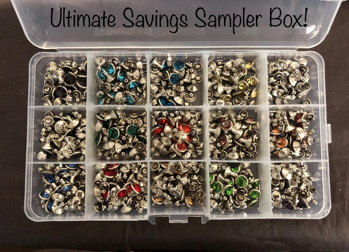 Crystal Rivet Sampler Box Bulk Savings 300 Crystal Rivets - Etsy