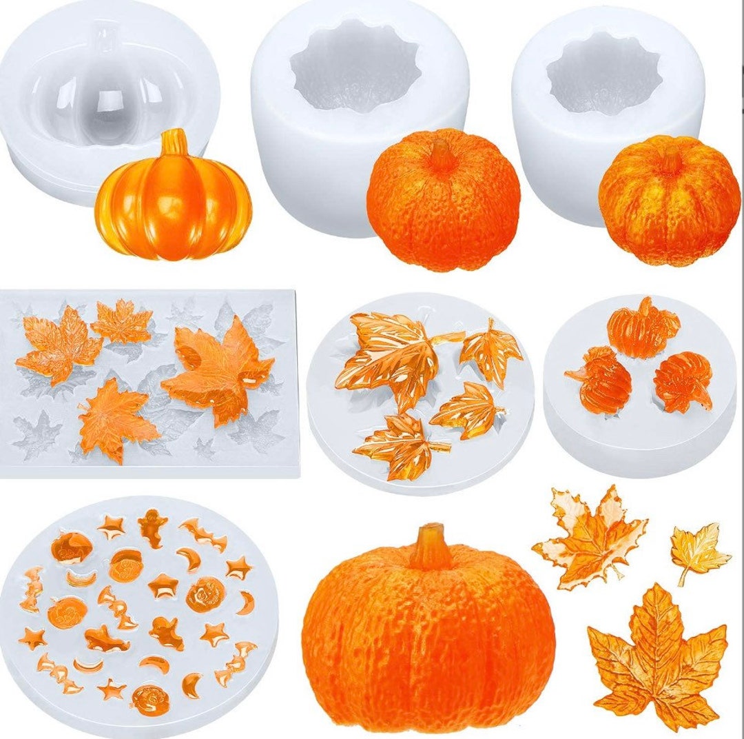 7pc Pumpkin Leaf Fall Molds - Halloween Decor Molds - Fall Resin Molds ...