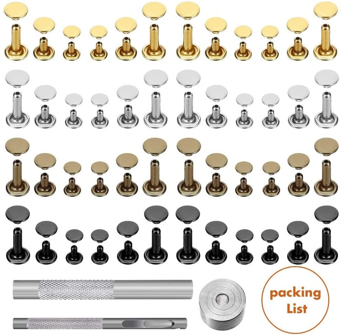 Rivet Kit - 480 Sets Double Cap Rivets With Rivet Setting Tools and ...