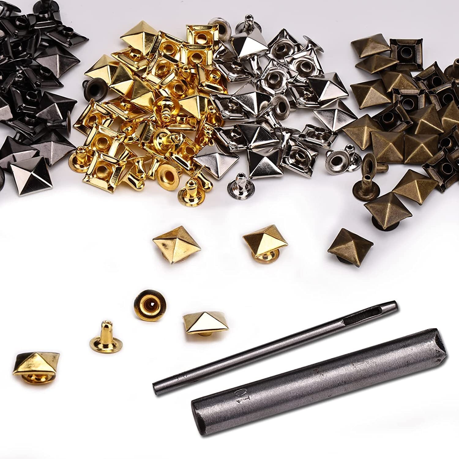 Pyramid Rivets - 10mm Square Rivets for Leather - Pyramid Studs - Biker ...