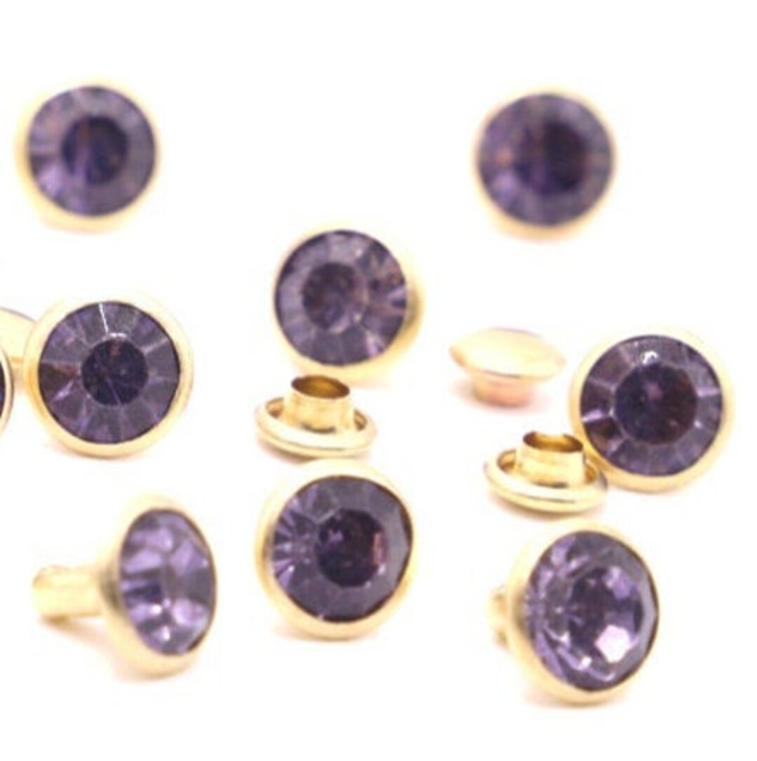 Tanzanite Rhinestone Rivets - 8mm Purple Crystal Rivets - 6mm Rivets ...