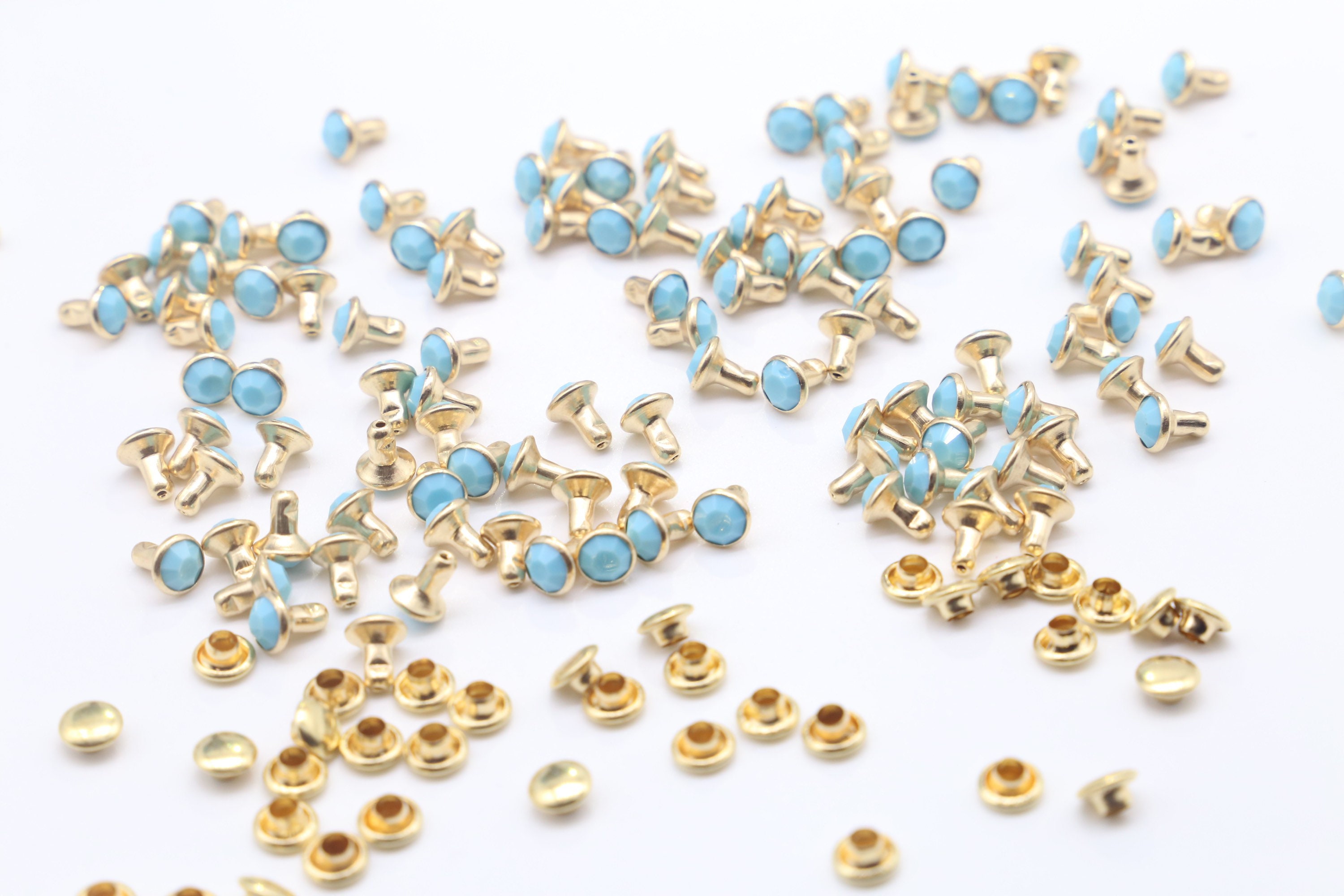 Turquoise Stone Rivets 6.5mm Glass Crystal Rivets Gem - Etsy Hong Kong