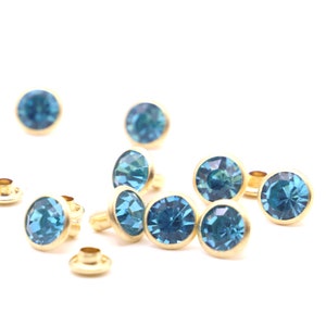 Blue Zircon Rhinestone Rivets - 8mm Crystal Rivets - Gem Rivets for ...