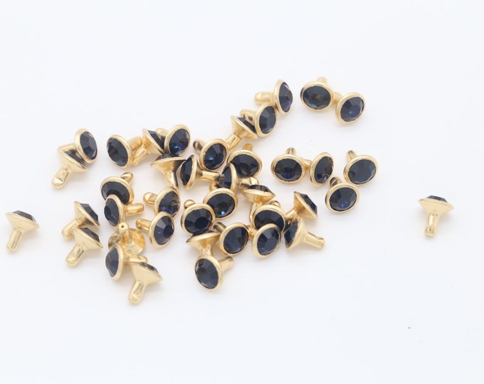 Black Rhinestone Rivets - 4mm 6mm 8mm Jet Black Crystal Rivets - Gem ...
