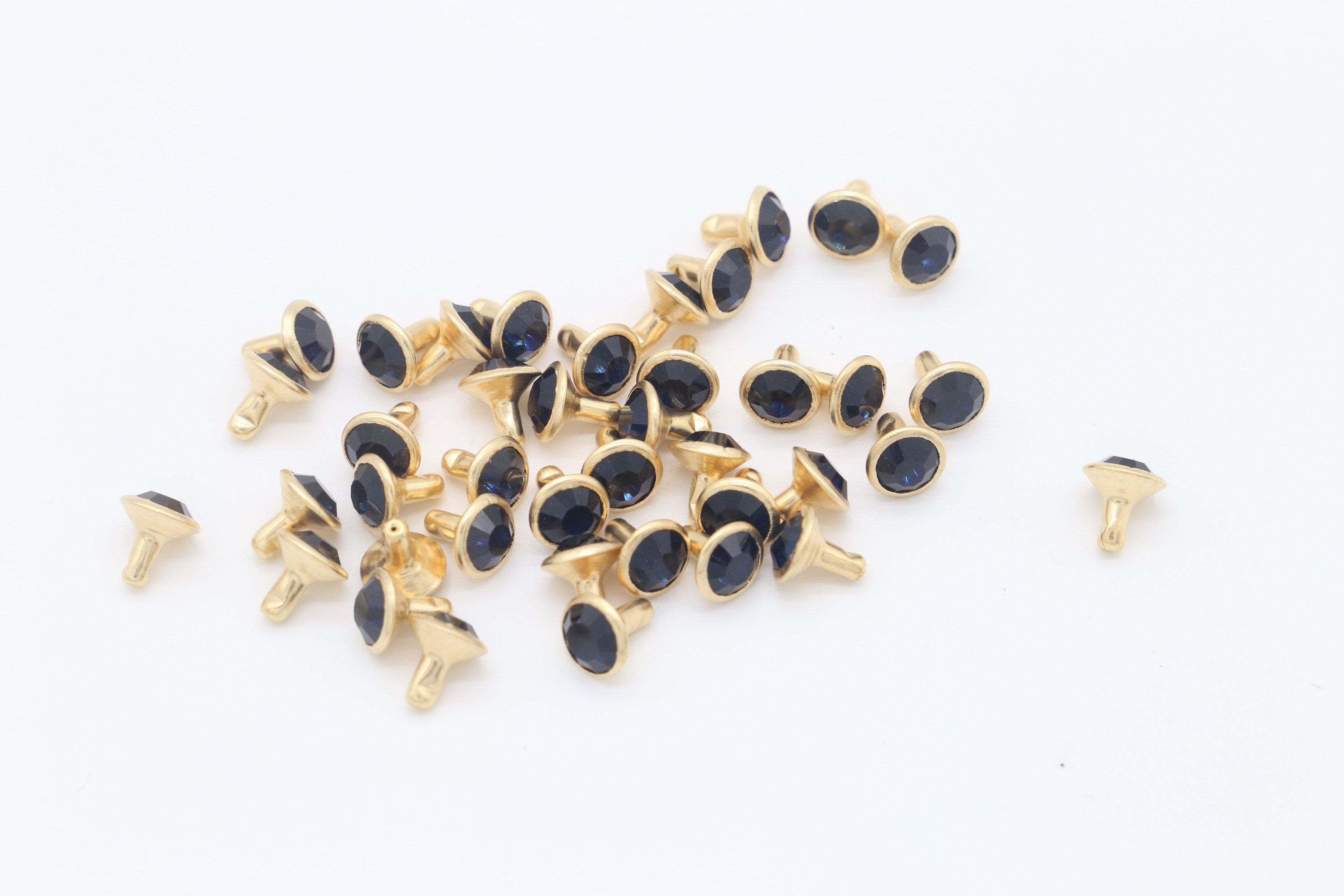 Black Rhinestone Rivets 4mm 6mm 8mm Jet Black Crystal Rivets | Etsy