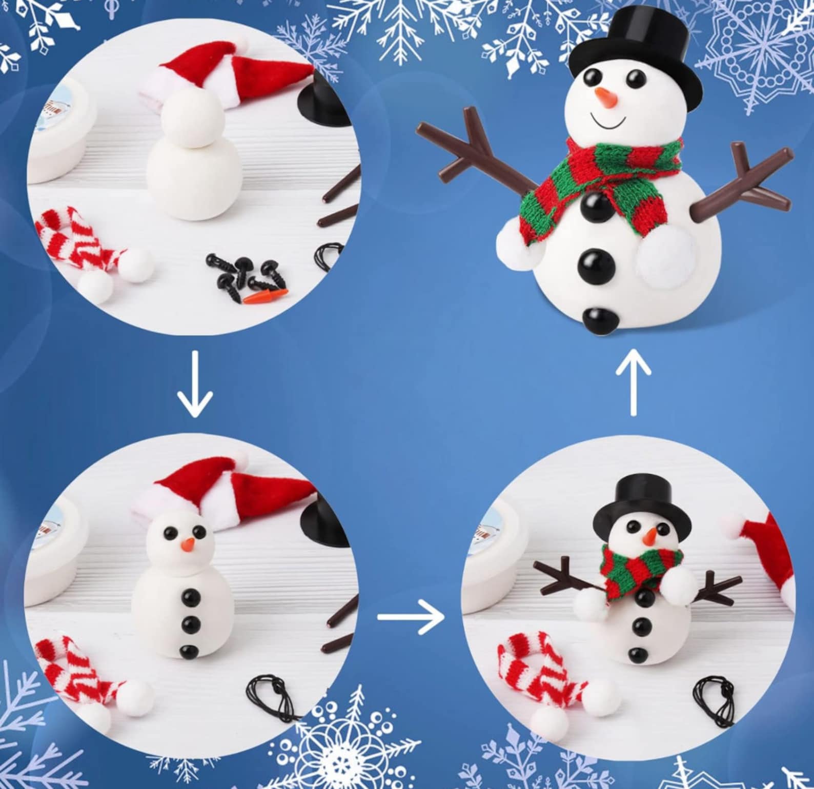 Snowman Kit - DIY Fun Build Your Own Snowman Ornament Christmas Decor ...