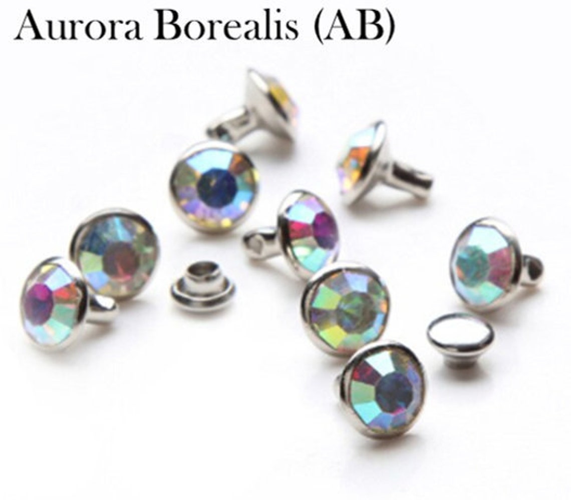 AB Rhinestone Rivets - 8mm Crystal Rivets - Gem Rivets for Leather -47 ...
