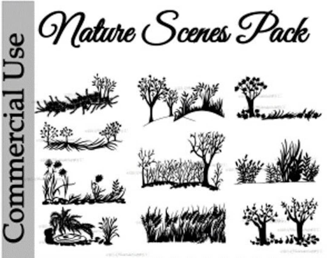 Nature Scenes Svg Bundle - 9 Background Nature Scenes - Wildflowers ...