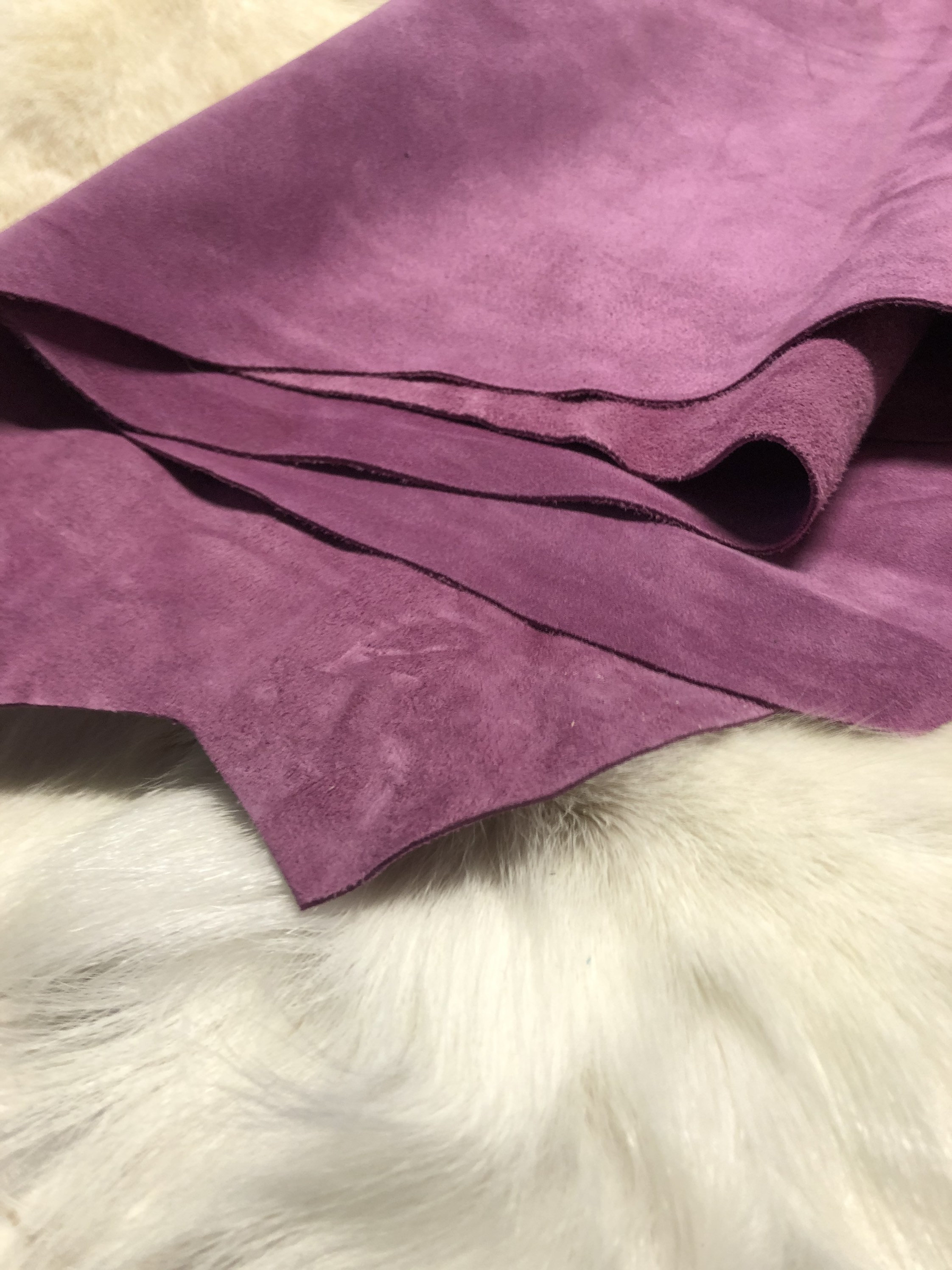 Purple Suede Designer Leather - Raw Leather - Wholesale Leather 2-4oz ...