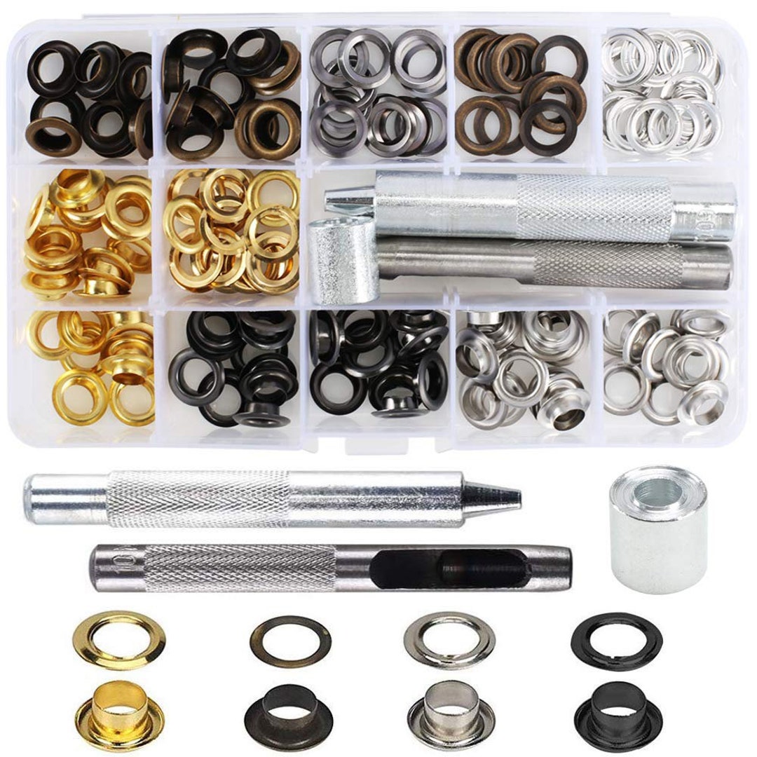 Metal Grommet Kit - 200 Set 5/16" 8mm Eyelets With Washers, Eyelet ...