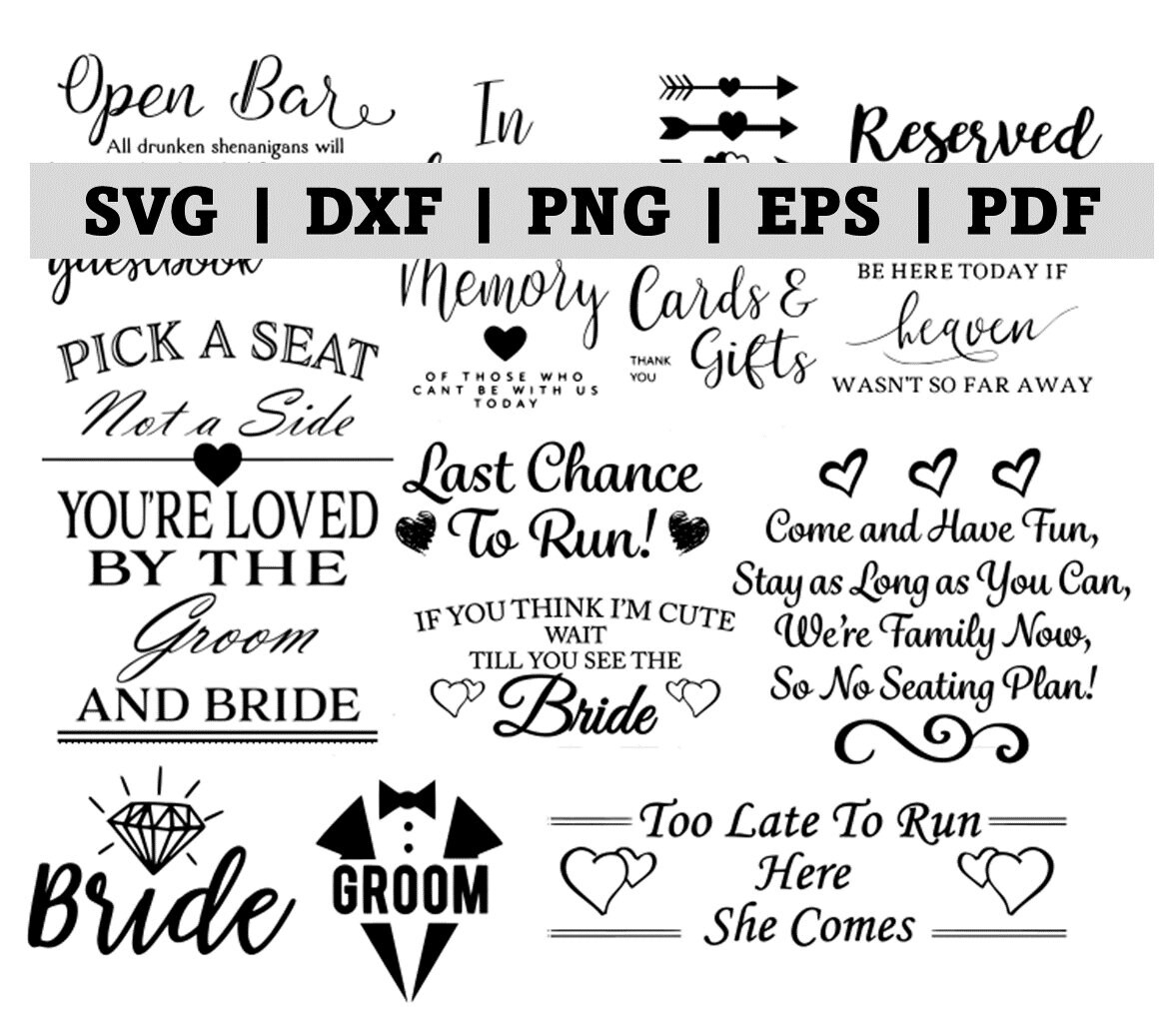 Wedding Svg Bundle Wedding Sign SVG Dxf Png Eps Pdfs Mr - Etsy