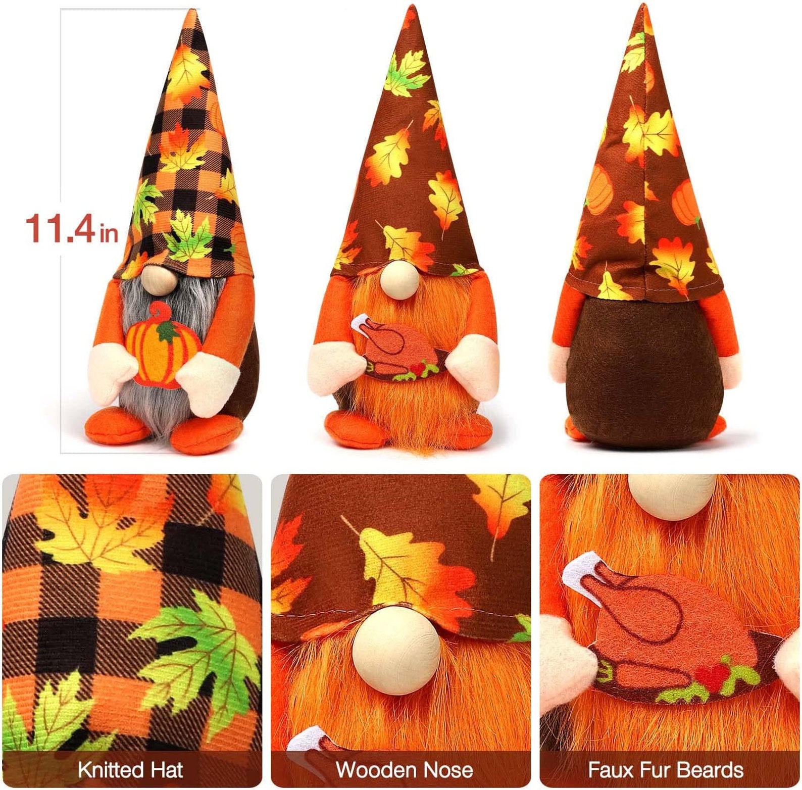 Fall Gnomes Set of 2 Halloween Gnomes Thanksgiving Gnomes - Etsy