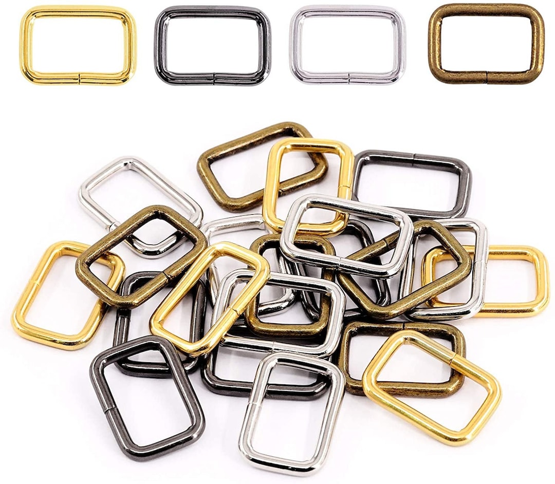 1" Square Metal Webbing - 1" Strap Keeper - Rectangle Loop Metal Buckle ...